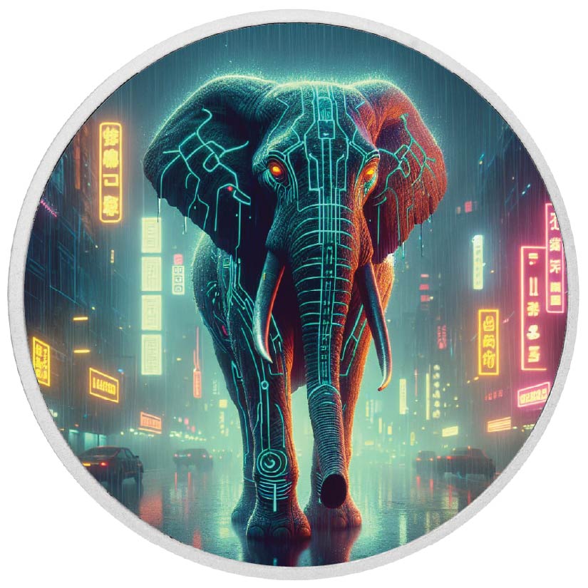 2026 Australia1oz 9999 Silver BU The Neon Future Cyberpunk Elephant Co ...